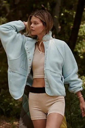 Free People FP Movement Hit The Slopes Fleece Jacket Blue Glow