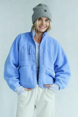 Free People FP Movement Hit The Slopes Fleece Jacket Blueberry