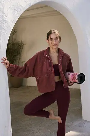 Free People FP Movement Hit The Slopes Fleece Jacket Brown