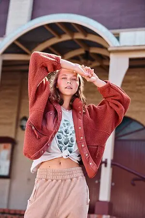 Free People FP Movement Hit The Slopes Fleece Jacket Ginger Spice