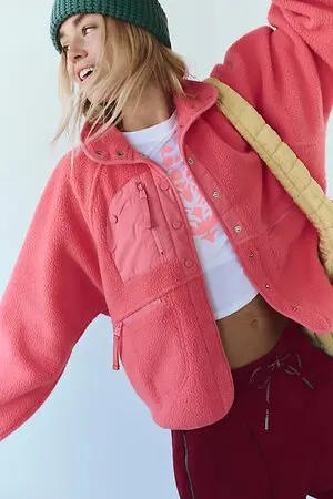 Free People FP Movement Hit The Slopes Fleece Jacket Hibiscus