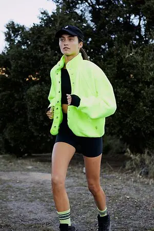 Free People FP Movement Hit The Slopes Fleece Jacket Highlighter