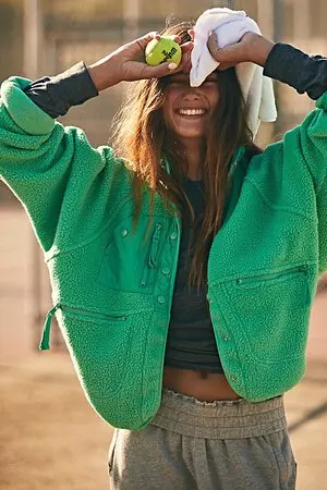 Free People FP Movement Hit The Slopes Fleece Jacket Jade Dreams