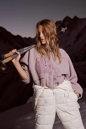 Free People FP Movement Hit The Slopes Fleece Jacket Lavender Fog