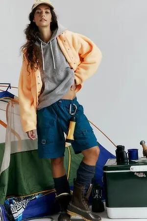 Free People FP Movement Hit The Slopes Fleece Jacket Neon Clementine