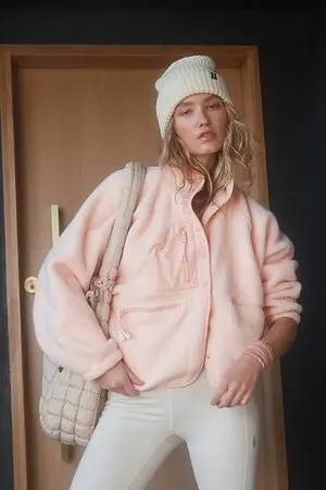 Free People FP Movement Hit The Slopes Fleece Jacket Peaches