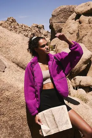 Free People FP Movement Hit The Slopes Fleece Jacket Purple