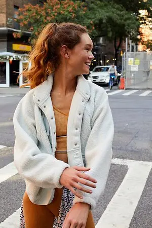 Free People FP Movement Hit The Slopes Fleece Jacket Salt Water