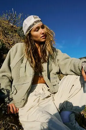 Free People FP Movement Hit The Slopes Fleece Jacket Soft Grey