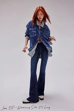 Free People We The Free Penny Pull-On Flare Jeans Rich Blue