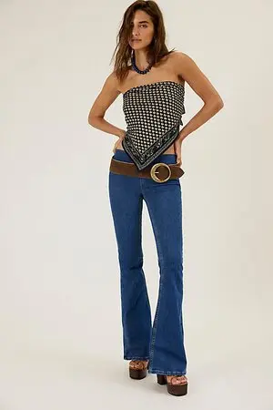 Free People We The Free Penny Pull-On Flare Jeans Riviera