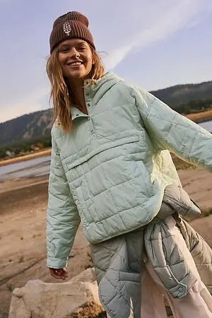 Free People FP Movement Pippa Packable Pullover Puffer Bleached Melon