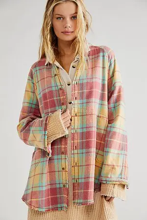 Free People We The Free Summer Daydream Plaid Buttondown
