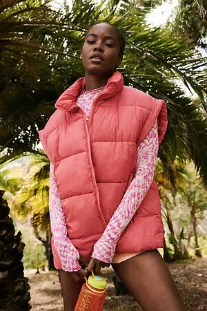 Free People FP Movement In A Bubble Puffer Vest Coral Sun