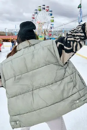 Free People FP Movement In A Bubble Puffer Vest Grey
