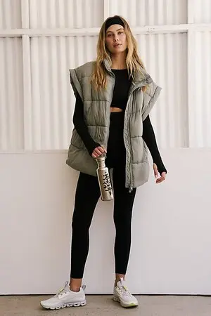 Free People In A Bubble Puffer Vest - Grey