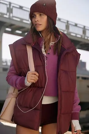 Free People FP Movement In A Bubble Puffer Vest Mahogany