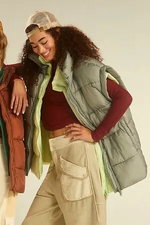 Free People FP Movement In A Bubble Puffer Vest Olive Grisé