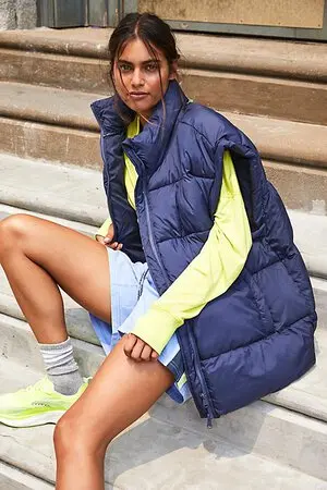 Free People FP Movement In A Bubble Puffer Vest Perfect Navy