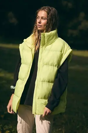 Free People FP Movement In A Bubble Puffer Vest Sour Citrus