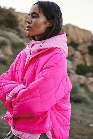 Free People Pippa Packable Puffer Jacket Hot Pink