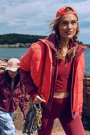 Free People Pippa Packable Puffer Jacket Hot Watermelon
