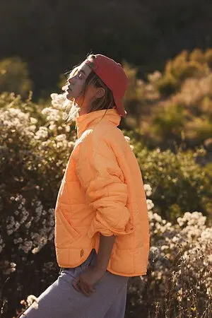 Free People Pippa Packable Puffer Jacket Neon Orange