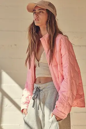 Free People Pippa Packable Puffer Jacket Pink Lemonade