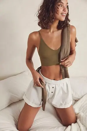 Free People Ali Low-Back Seamless Bra Deep Olive