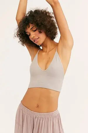 Free People Ali Low-Back Seamless Bra Dove Grey