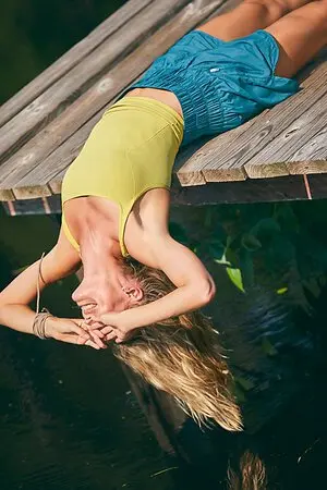 Free People FP Movement Good Karma Long Tank Sulfur Spring