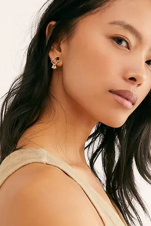 Free People Stud Earring Set Gold/onyx