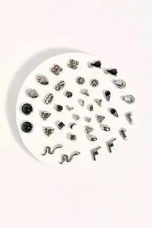 Free People Stud Earring Set Silver / Black