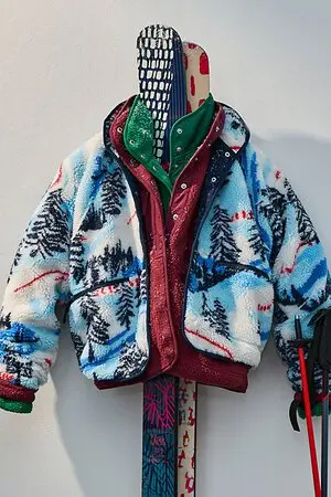 Free People Hit The Slopes Printed Fleece Jacket - Alpine Combo