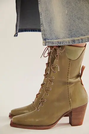 Free People We The Free Canyon Lace Up Boots - Aloe