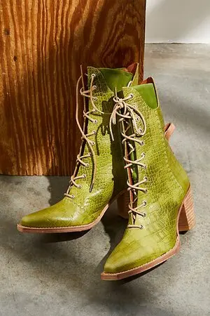 Free People We The Free Canyon Lace Up Boots Green Apple Croc