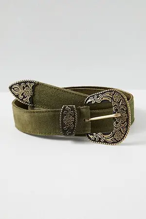 Free People Suede Western Belt Dried Basil