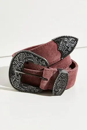 Free People Suede Western Belt Dried Currant