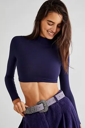 Free People Suede Western Belt Frozen Lavender