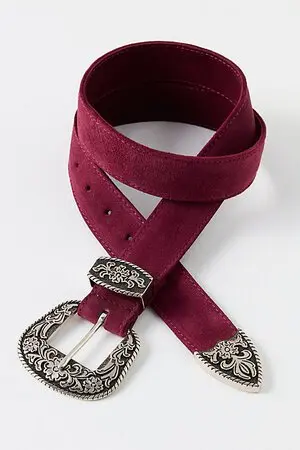 Free People Suede Western Belt Pomegranate