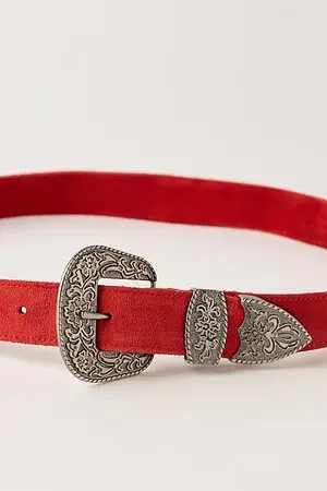 Free People Suede Western Belt - Sour Cherry