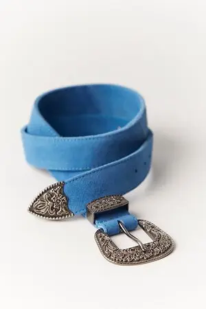 Free People Suede Western Belt Vista Blue