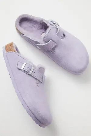 BIRKENSTOCK Boston Shearling Clogs Purple Fog