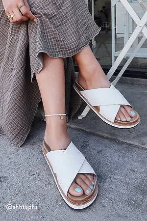 Free People Sidelines Footbed Sandals White