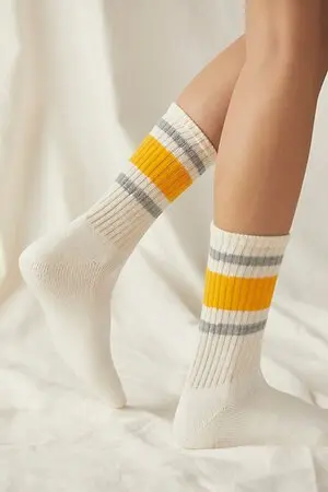 Free People Free People Retro Stripe Tube Socks Letterman Yellow