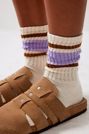 Free People Free People Retro Stripe Tube Socks Lilac/camel
