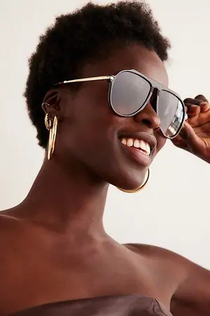 Free People Ventura Oversized Aviator Sunglasses Brown