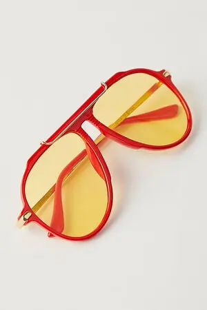 Free People Ventura Oversized Aviator Sunglasses Cherry Red