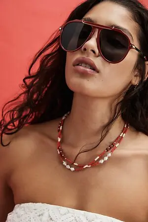 Free People Ventura Oversized Aviator Sunglasses Fire Drill