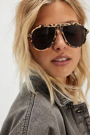 Free People Ventura Oversized Aviator Sunglasses Leopard